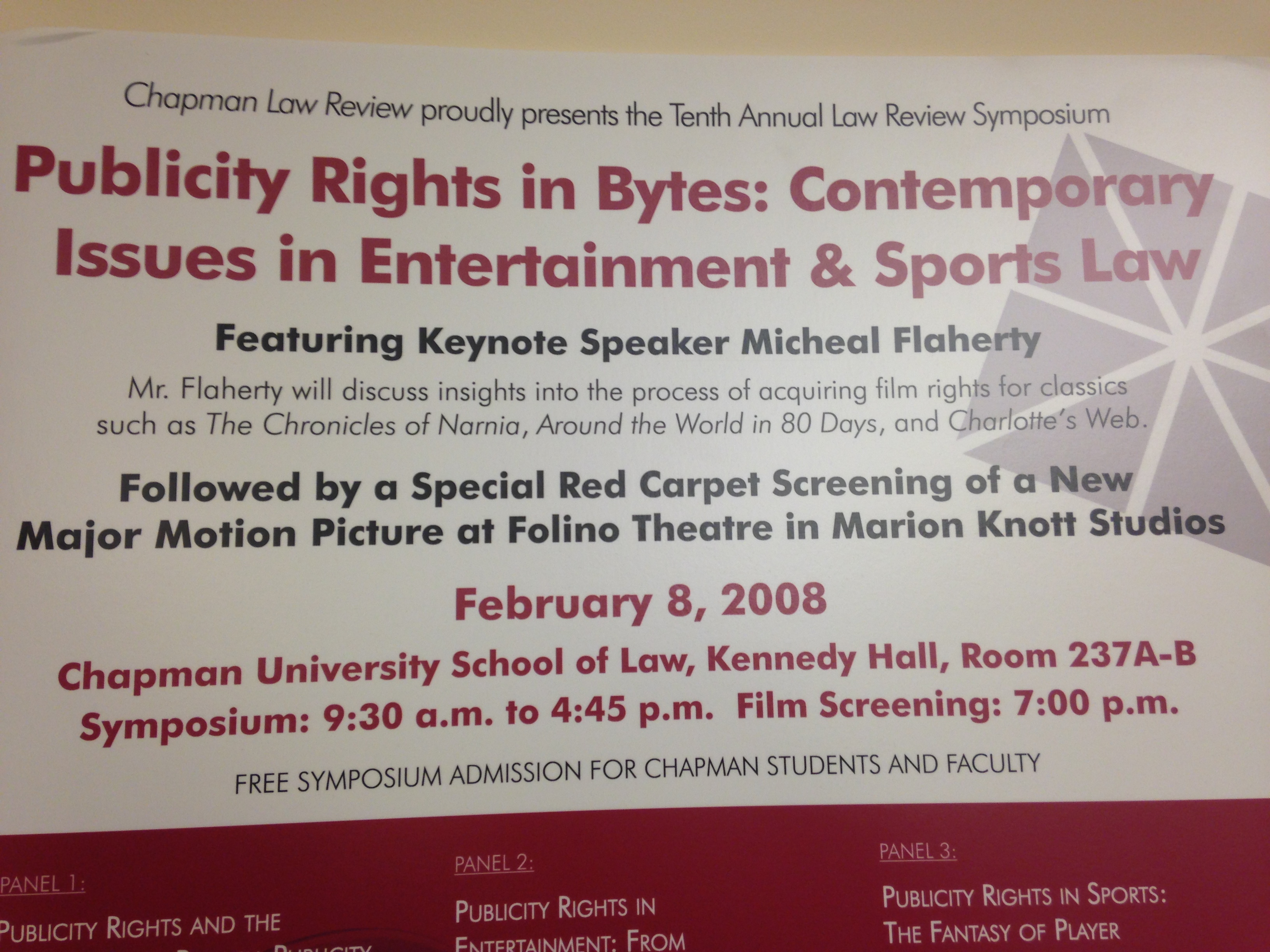 2008: “Publicity Rights in Bytes: Contemporary Issues in Entertainment ...